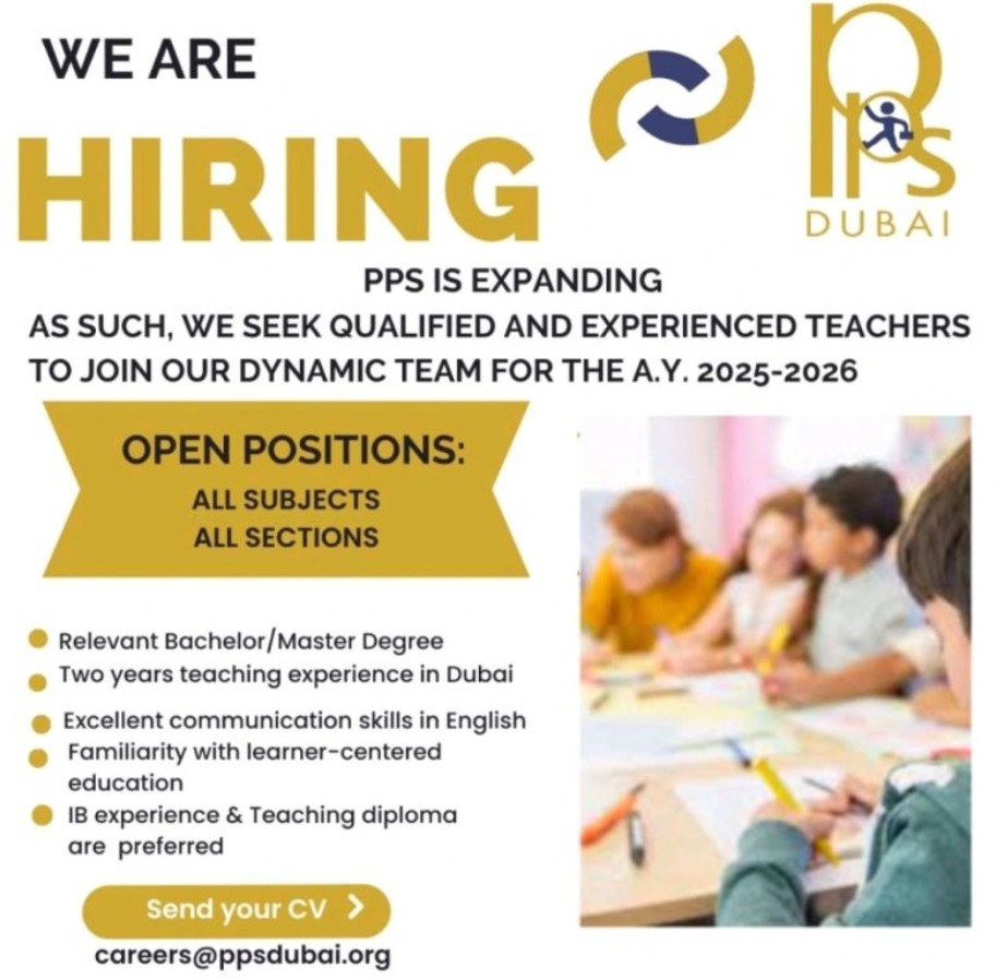 Dubai Teaching Jobs – Secure Your PPS Role for 2025 Today