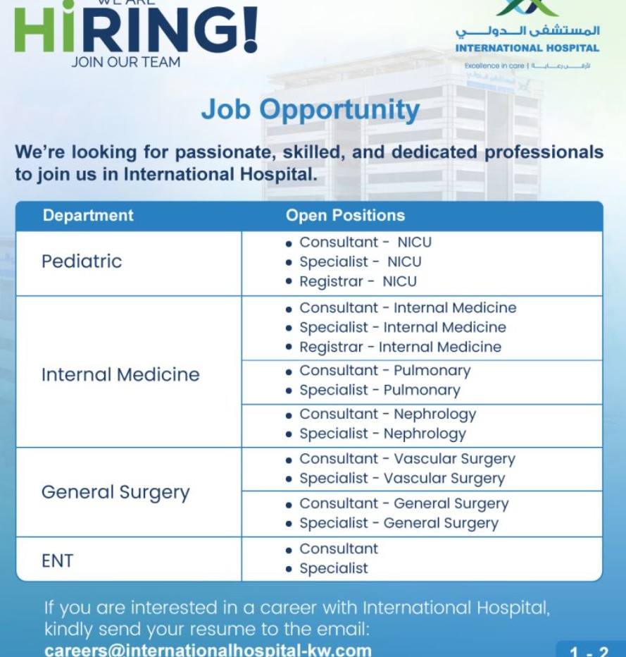 International Hospital Kuwait Careers 2025 – Apply & Excel Now