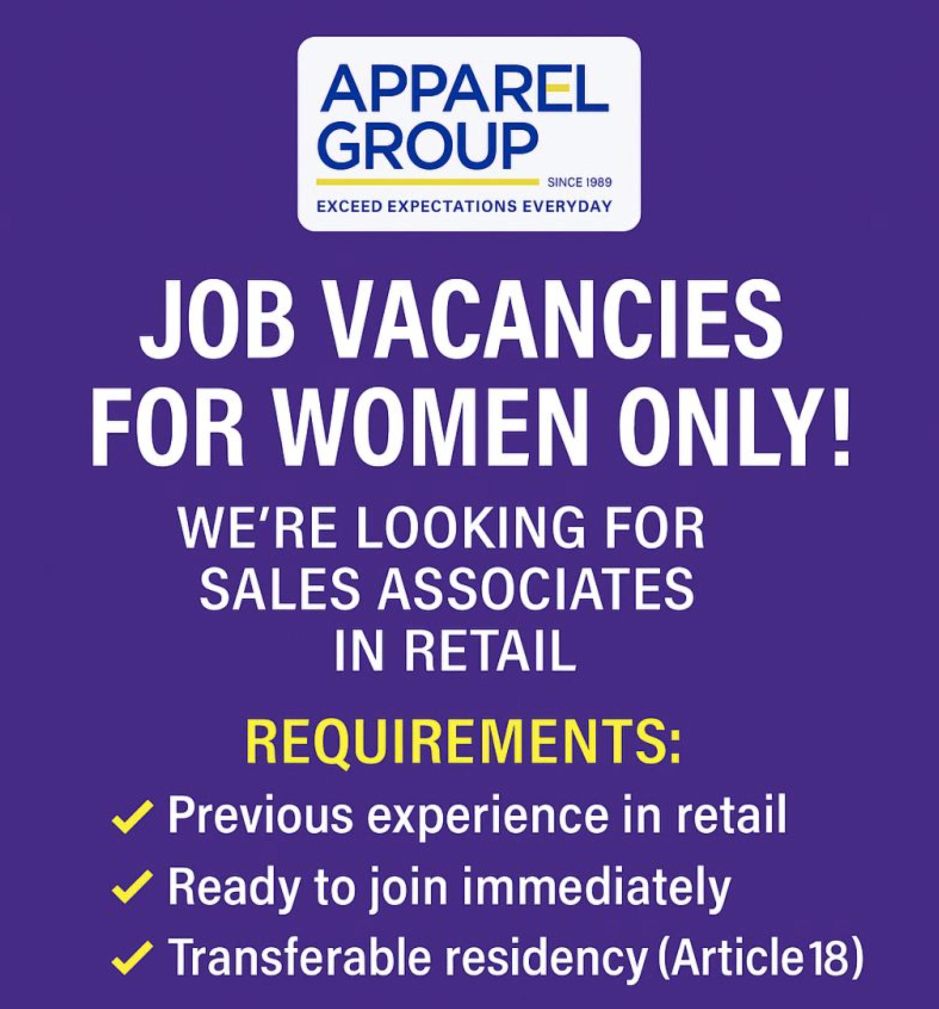 Apparel Group Careers Kuwait 2025 – Exciting Retail Jobs for Women Now Hiring!